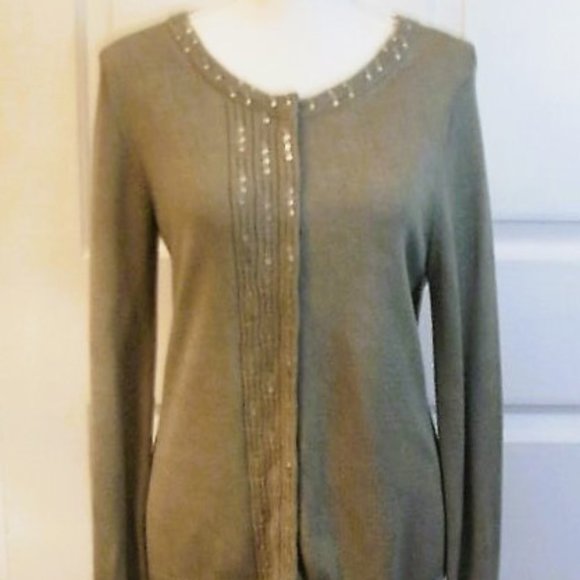 Sigrid Olsen | Sweaters | Sigrid Olsen Size Med Sage Gray Green Ribbed ...